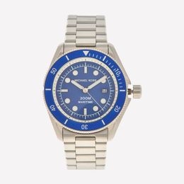 Michael Kors Silberfarbene Armbanduhr mit blauem Zifferblatt
