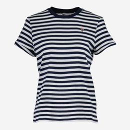 Dunkelblau-weißes T-Shirt mit gesticktem Logo