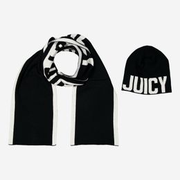 Juicy Couture 2-teiliges schwarzes Set aus Schal und Mütze