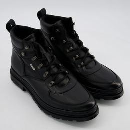 Les Deux Schwarze Stiefel aus Leder und mit Logo-Details