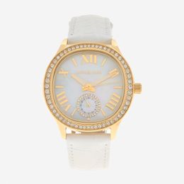 Michael Kors Weiße Armbanduhr mit Lederriemen