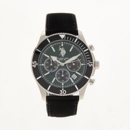 Schwarz-silberfarbene Chronograph Armbanduhr