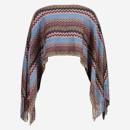 Missoni Mehrfarbiger gestrickter Poncho mit Zickzackmuster