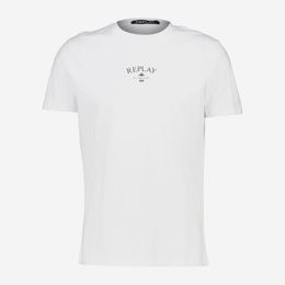 Replay Weißes T-Shirt mit gesticktem Logo