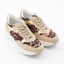 Liu Jo Beigefarbene Sneaker mit Animalprint