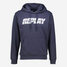 Replay Schwarzblauer Kapuzenpullover mit Logo