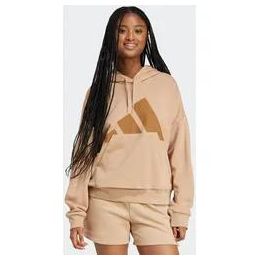 Kapuzensweatshirt Adidas SPORTSWEAR "W BL FT HD", Damen, Gr. XS, braun (warm sandstone, braun desert), Obermaterial: 55% Baumwolle, 36% Polyester, 9% Viskose, Sportlich, Sweatshirts