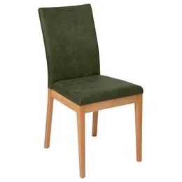 4-Fußstuhl MASSIVLINE & MORE "Oviedo, Stuhl, Esszimmerstuhl, Küchenstuhl", grün (khaki, braun), B:46cm H:95cm T:60cm, Polyester, Stühle, Massivholz: Wildeiche geölt