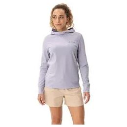 Kapuzensweatshirt Vaude "WOMEN'S TUENNO PULLOVER", Damen, Gr. 40, lila (lavender), Obermaterial: 50% Polyester, 46% Baumwolle, 4% Elasthan, Sportlich, Basic, ohne Ausschnitt, Sweatshirts, Logoprägung auf dem Arm