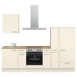Küchenzeile Nobilia ""Touch I"", weiß (küche: weiß, korpus: magnolia matt, arbeitsplatte: eiche sierra nachbildung), B:270,3cm H:216,6cm T:60cm, Komplettküchen-Sets, vormontiert, Ausrichtung wählbar, Breite 270 cm, wahlw. mit E-Geräten