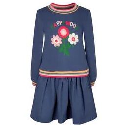 Shirtkleid happy girls, Mädchen, Gr. 110, N-Gr, blau (jeans blau), Obermaterial: 100% Baumwolle, bedruckt, Casual, regular fit, Rundhals, Kleider