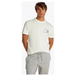 Kurzarmshirt Tommy Jeans "TJM REG PAISLEY FLAG TEE EXT", Herren, Gr. S, beige (ecru), Single Jersey, Obermaterial: 100% Baumwolle, bedruckt, unifarben, casual, regular fit normal, Rundhals, Kurzarm Ärmel ohne Ärmelschlitz,eingesetzt abgesteppte Kante, Shirts, Mit Rundhalsausschnitt