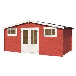 Gartenhaus Lasita Maja "Washington", rot (schwedenrot), ohne Fußboden, ohne Dacheindeckung, Holzwerkstoff, Gartenhäuser, Blochbohlenhaus 28mm, Fundamentmass 4800x3760, Schwedenrot