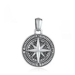 Kettenanhänger Kuzzoi "Kompass Cool Massiv 925 Silber", schwarz, Schmuckanhänger, Herren, onesize, ohne Stein, Silber 925 (Sterlingsilber)