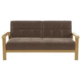 Sit & More 2,5-Sitzer SIT & MORE "Billund", braun (nougat), B:169cm H:88cm T:106cm, 100% Polyester, Sofas, Armlehnen aus eichefarbigem Buchenholz, verschiedene Bezüge und Farben