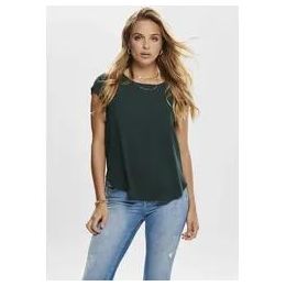 Kurzarmbluse Only "ONLVIC – feminines Blusenshirt in lockerer Form", Damen, Gr. 38, grün (grün gables), Web, Obermaterial: 97% Polyester, 3% Elasthan, unifarben, regular fit Po-bedeckend, Rundhals, Blusen, regular fit, Web, Kunstfaser, Rundhals, unifarben