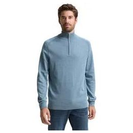 Troyer Tom Tailor, Herren, Gr. XL, faded blau melange, Strick, Obermaterial: 100% Baumwolle, meliert, regular fit taillenbedeckt, ohne Ausschnitt, Rippbündchen, Pullover, mit Logo Stickerei