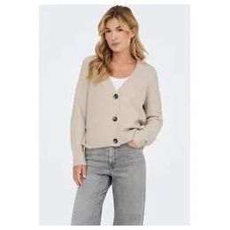 Strickjacke Only "ONLZOEY L/S REGULAR CARDIGAN NCA KNT", Damen, Gr. S, weißcap gray detail:melange, Strick, Obermaterial: 71% Polyacryl, 21% Polyester, 6% Nylon, 2% Elasthan, meliert, regular fit normal, V-Ausschnitt, Rippstrickbündchen, Strickjacken