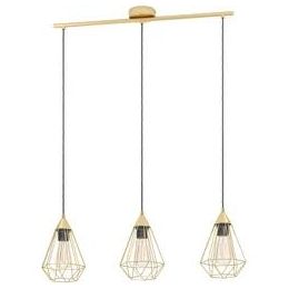 Eglo Hängeleuchte "TARBES", grau (messingfarben), 3, H: 130cm, 1 Stk., Leuchten, Hängelampe Esszimmer, Retro Look, Pendellampe, E27