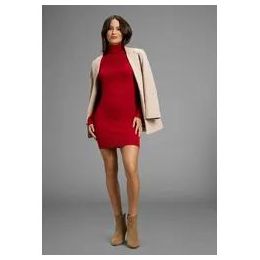 Strickkleid AJC, Damen, Gr. 34, N-Gr, eco rot, Feinstrick, Obermaterial: 70% Viskose, 30% Polyamid, unifarben, Basic, sehr figurbetont mini, hoch geschlossener Ausschnitt, Langarm eng Rippbündchen, Kleider, mit Rollkragen aus Viskosemischung