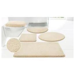 Badematte my home "Merida, Badvorleger, Badezimmer Teppich" Gr. 14, beige (creme), H:32mm, Kunstfaser, Badematten, Badteppich, Uni Farben, rechteckig, rund & als 2-tlg. Set erhältlich