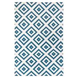 Wollteppich morgenland "Kelim Teppich Masal", blau (petrolblau), B:140 H:7 L:200, Schurwolle, Teppiche, Kelimteppich