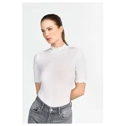 Rollkragenshirt RICHROYAL, Damen, Gr. S, weiß (pearl weiß), Single Jersey, Obermaterial: 95% Lyocell, 5% Elasthan, unifarben, Casual, regular fit normal, Rundhals, eingesetzt gewellter Abschluss, Shirts, mit gewellten Kanten