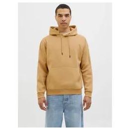 Jack & Jones Kapuzensweatshirt JACK & JONES "JJEBRADLEY SWEAT HOOD NOOS", Herren, Gr. S, curry, angeraute Sweatware, Obermaterial: 65% Polyester, 35% Baumwolle, unifarben, Modisch, loose fit taillenbedeckt, ohne Ausschnitt, Rippbündchen, Sweatshirts, mit Känguru Tasche
