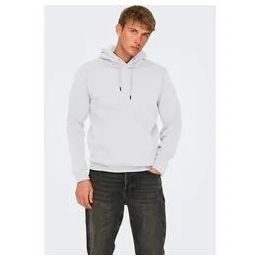 Only & Sons Kapuzensweatshirt ONLY & SONS "ONSCERES HOODIE SWEAT NOOS", Herren, Gr. XL, grau (super light grau melange), angeraute Sweatware, Obermaterial: 57% Baumwolle, 43% Polyester, meliert, unifarben, regular fit normal, Rundhals, Rippbündchen, Sweatshirts
