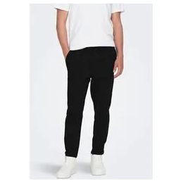 Only & Sons Stoffhose ONLY & SONS "ONSLINUS CROP 0007 COT LIN PNT NOOS", Herren, Gr. XXL, N-Gr, schwarz, Web, Obermaterial: 75% Baumwolle, 25% Leinen, unifarben, slim fit knöchellang, Hosen, mit Leinen