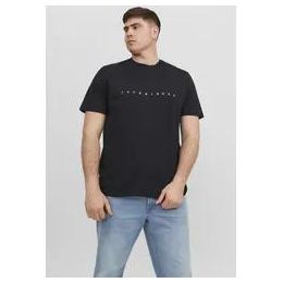 Jack & Jones PlusSize Rundhalsshirt "JJESTAR JJ TEE SS NOOS PLS", Herren, Gr. 6XL, schwarz, Single Jersey, Obermaterial: 100% Baumwolle, JACK & JONES PLUSSIZE, bedruckt, loose fit taillenbedeckt, Rundhals, gerader Abschluss, Shirts, mit Logo Schriftzug