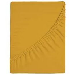 Spannbettlaken bellana "bellana premiumstretch", gold, 1 Stk., Jersey-Elasthan, 180-200x200-220, Jersey-Elasthan, Obermaterial: 95% Baumwolle, 5% Elasthan, Bettlaken, super elastisch
