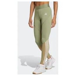 Trainingstights Adidas PERFORMANCE "HYGLM 1/1 L", Damen, Gr. L, N-Gr, grün (tent grün, weiß), Obermaterial: 85% Polyester, 15% Elasthan, Hosen