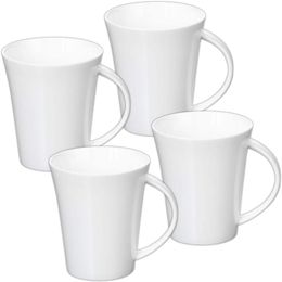 Wilmax Porzellan Tassen 4er-Set &ndash; 380 ml Kaffeebecher f&uuml;r Tee & Kaffee