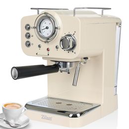 Zilan Espressomaschine mit Milchaufsch&auml;umer Siebtr&auml;germaschine 15 bar 1.25L gelb