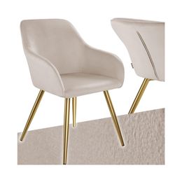 TecTake&reg; Esszimmerstuhl, gepolstert, in Samtoptik, goldene Stahlbeine, 58 x 62 x 82 cm
