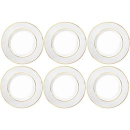 Teller mit Goldmuster - 6er-Set - &Oslash; 20 cm - Porzellan - Handgefertigt