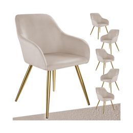 TecTake&reg; Esszimmerstuhl, gepolstert, in Samtoptik, goldene Stahlbeine, 58 x 62 x 82 cm