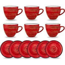Wilmax SPIRAL Tassen-Set 190 ml, 6er-Set, Porzellan, Modernes Design, Sp&uuml;lmaschinenfest