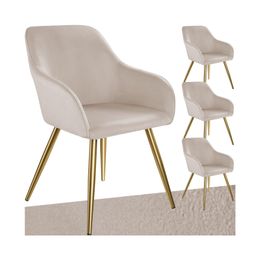 TecTake&reg; Esszimmerstuhl, gepolstert, in Samtoptik, goldene Stahlbeine, 58 x 62 x 82 cm