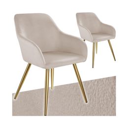 TecTake&reg; Esszimmerstuhl, gepolstert, in Samtoptik, goldene Stahlbeine, 58 x 62 x 82 cm