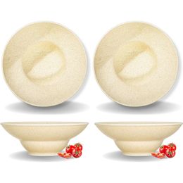 Tiefes Sandstein-Teller-Set 22,5 cm, 1100 ml, 2er-Set, beige &ndash; SANDSTONE Kollektion WILMAX
