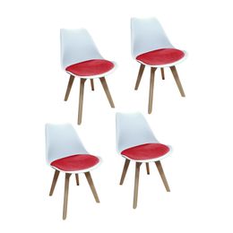 HTI-Living Esszimmerstuhl Samt 4er Set Atlanta Wei&szlig;/Rot
