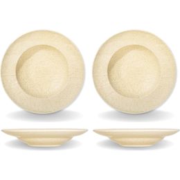 Tiefes Sandstein-Teller-Set 25,5 cm, 350 ml, 2er-Set, beige &ndash; SANDSTONE Kollektion WILMAX