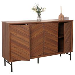 Sideboard MCW-M50, Schrank Kommode Highboard Anrichte, Massiv-Holz Mango 94x151x40cm ~ braun