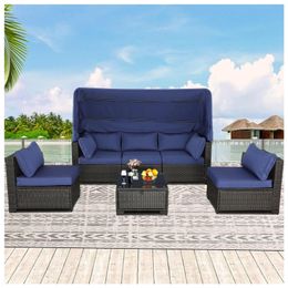 HTI-Living Loungem&ouml;bel Blau/Braun 6-teiliges Set