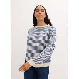 bonprix Loose-fit Sweatshirt, blau, Gr.56/58 (3XL), Gestreiftes Sweatshirt aus fester Qualit&auml;t, 60% Baumwolle