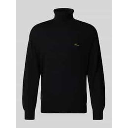 Rollkragenpullover aus Woll-Mix mit Label-Stitching