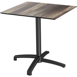 Klapptisch Essentials "X cross", schwarz (schwarz, tropical wood, schwarz), B:70cm H:74cm T:70cm, Aluminium/HPL Tischplatte, Tische, in verschiedenen Ausführungen