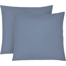 Kissenbezug Biberna "Michi Feinjersey mit Reißverschluss", blau (aquablau), B:40cm L:40cm, Feinjersey, Obermaterial: 100% Baumwolle, Kissenbezüge, verschiedene Größen, Feinjersey Kissenhülle aus 100% Baumwolle